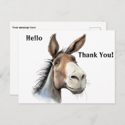 Cute Donkey Thank You Card | Zazzle