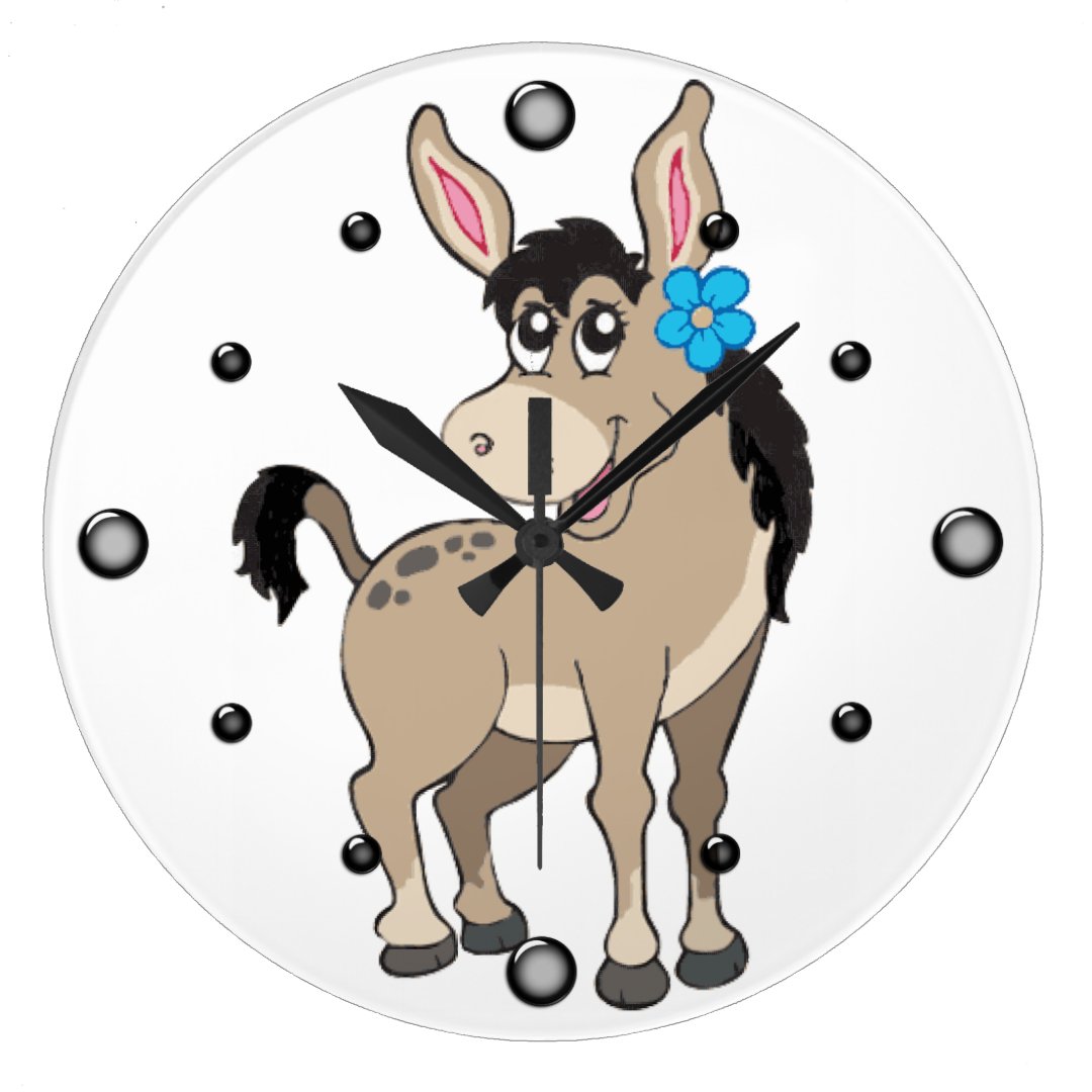 Cute Donkey with Flower Wall Clock | Zazzle