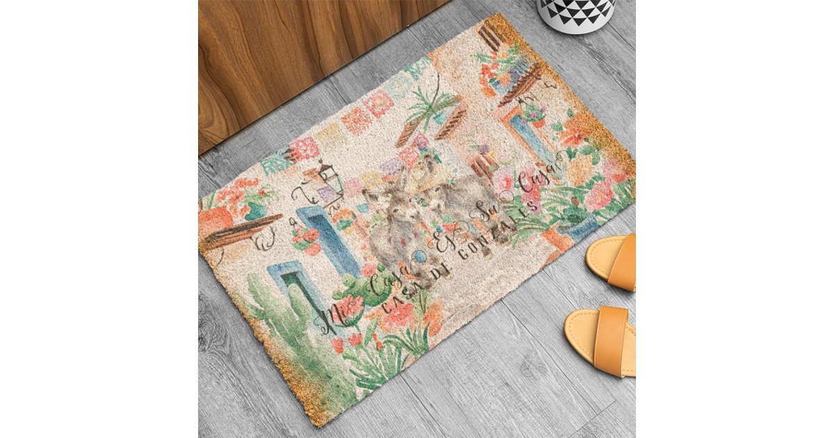 Cute Donkeys | Mi Casa Es Su Casa Monogram Fiber Doormat | Zazzle