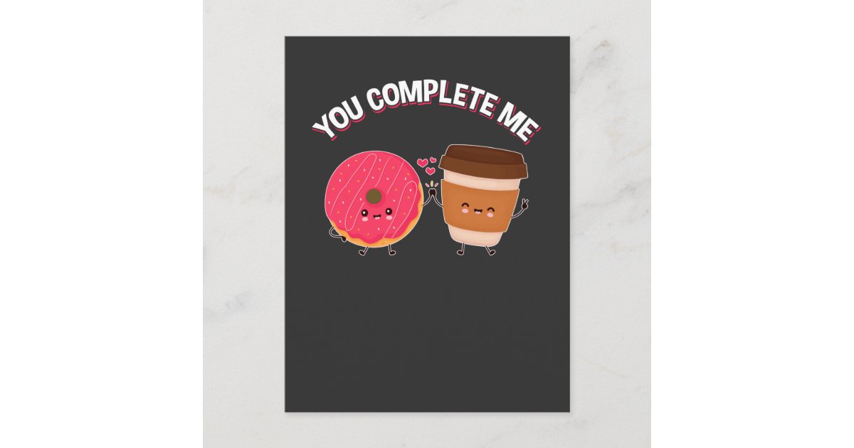 Cute Donut and Coffee Doughnut Food Lover Couple Postcard | Zazzle