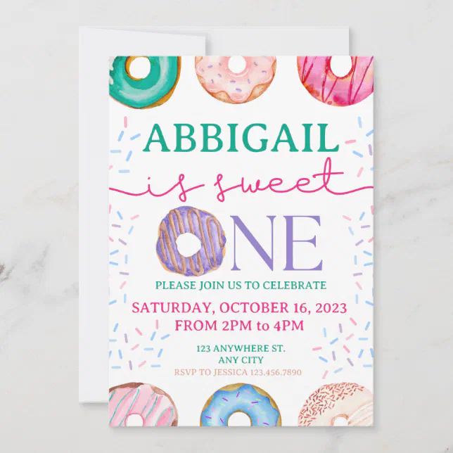 Cute Donut Birthday Party 1st birthday Invitation | Zazzle