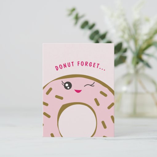 Cute Donut Forget You're sweet Kawaii Illustration Postcard | Zazzle