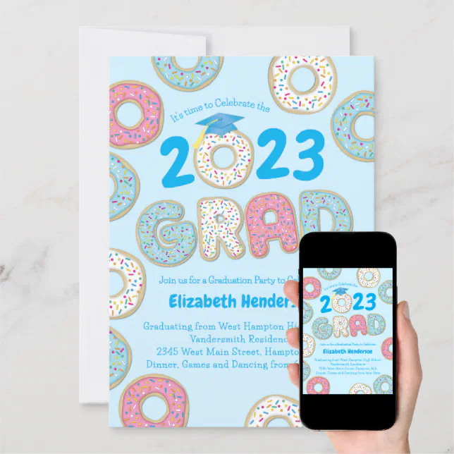 Cute Donut Graduation Party Invitation | Zazzle