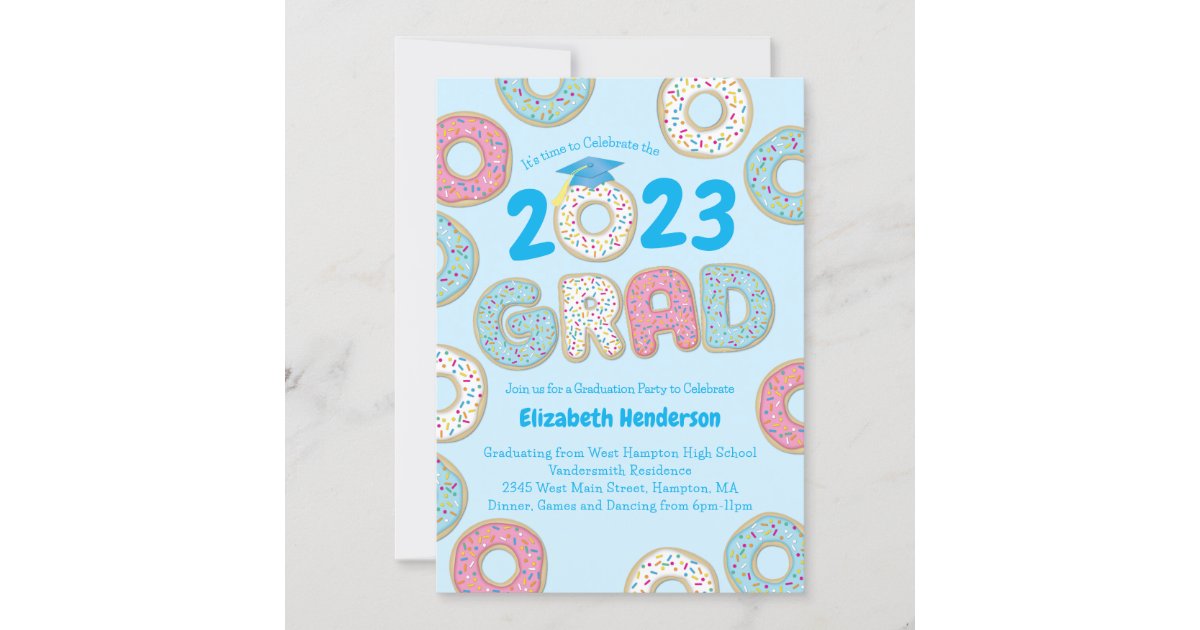 Cute Donut Graduation Party Invitation | Zazzle