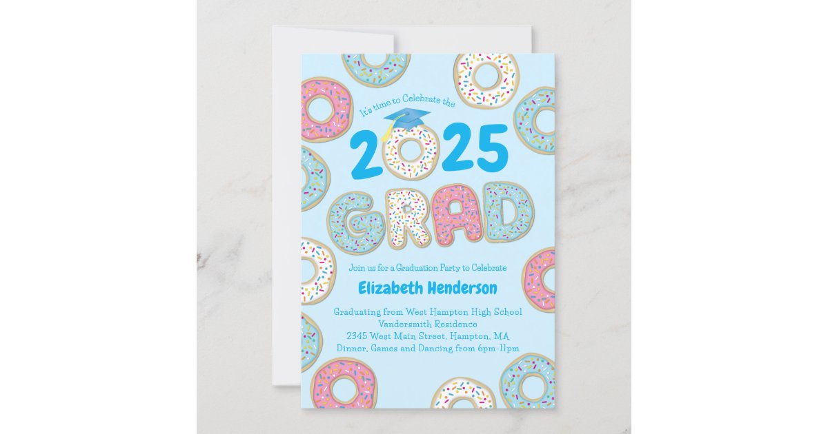 Cute Donut Graduation Party Invitation | Zazzle