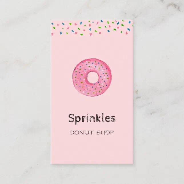 Cute Donut with sprinkles Donut shop Business Card | Zazzle