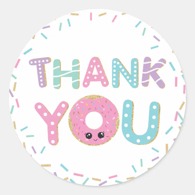 Cute Donuts Donuts Thank You Favor Gift Classic Round Sticker | Zazzle