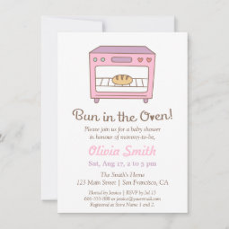 Cute Doodle Bun in the Oven Baby Shower Invitation | Zazzle
