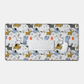 Cute Doodle Dog Pattern Desk Mat | Zazzle