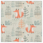 Cute Woodland Fox Pattern Fabric | Zazzle