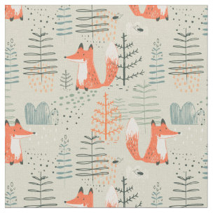 Fox Pattern Fabric | Zazzle