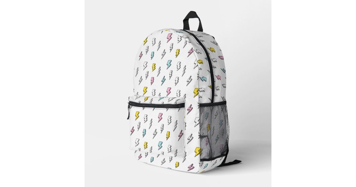 Cute Doodle Lightning Bolt Pattern Printed Backpack | Zazzle