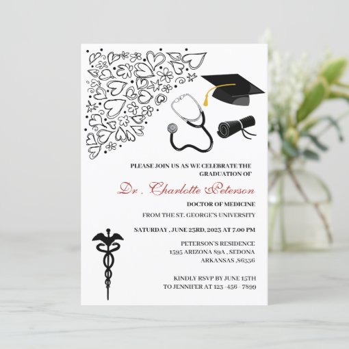 Cute Doodle Medical Doctor Graduation Party Invitation | Zazzle