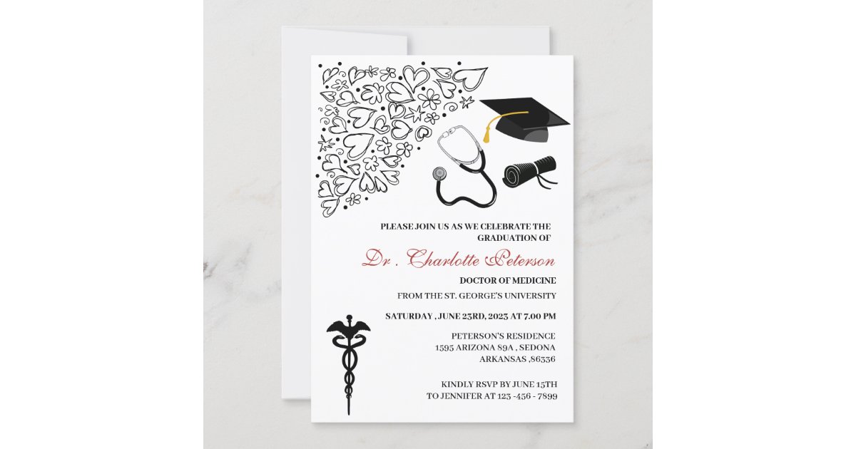 Cute Doodle Medical Doctor Graduation Party Invitation | Zazzle