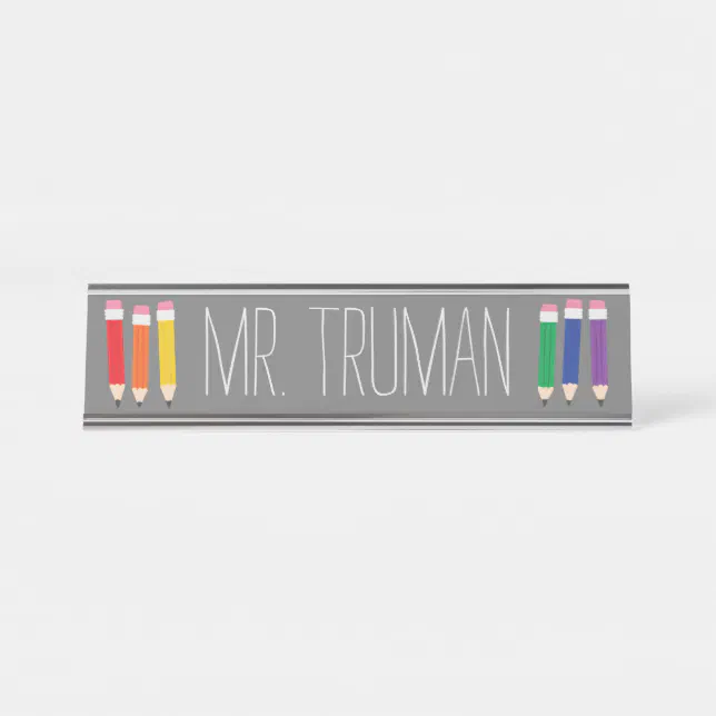 Cute Doodle Pencils Teacher Name Plate | Zazzle
