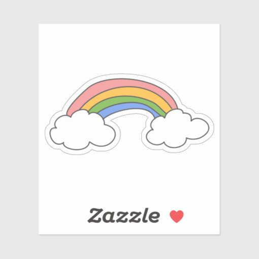 Cute Doodle Rainbow & Clouds Sticker | Zazzle