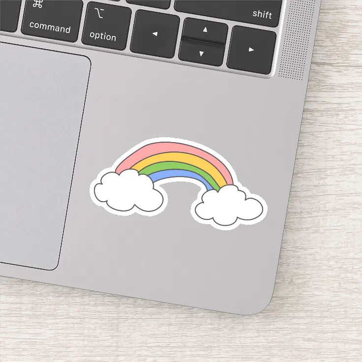 Cute Doodle Rainbow & Clouds Sticker | Zazzle
