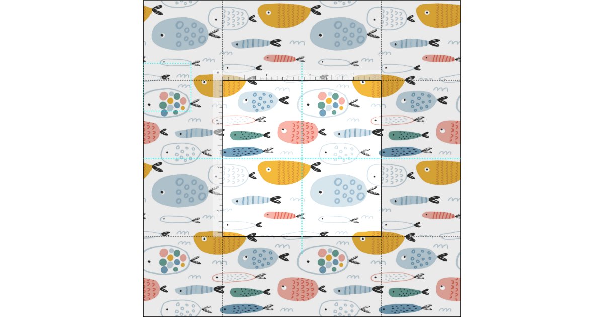 Cute Doodle School of Fish Pattern Fabric | Zazzle