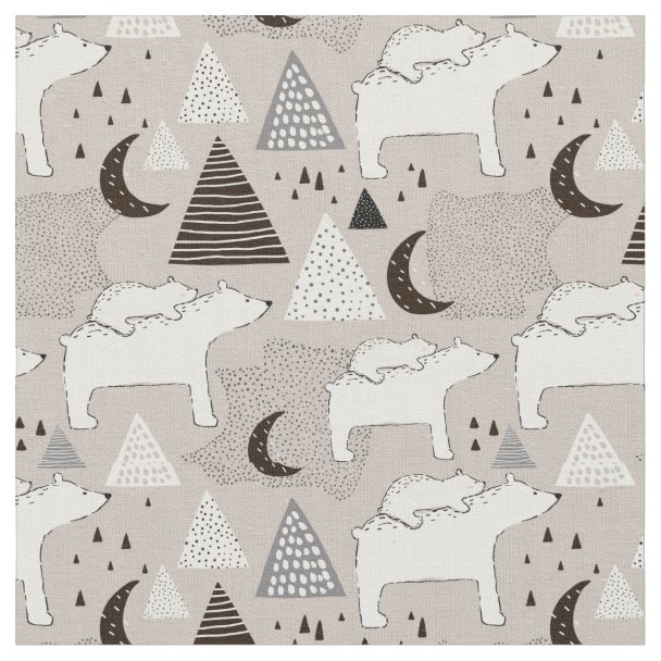 Cute Bears in the Woods Pattern Fabric | Zazzle