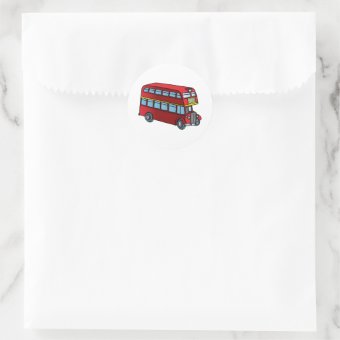 Cute Double Decker Bus Classic Round Sticker | Zazzle