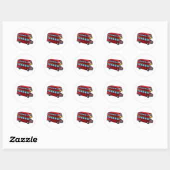 Cute Double Decker Bus Classic Round Sticker | Zazzle