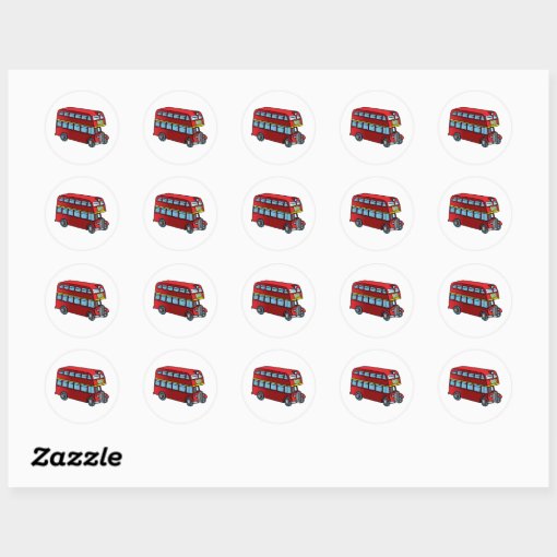 Cute Double Decker Bus Classic Round Sticker | Zazzle