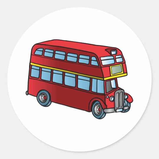Cute Double Decker Bus Classic Round Sticker | Zazzle.com