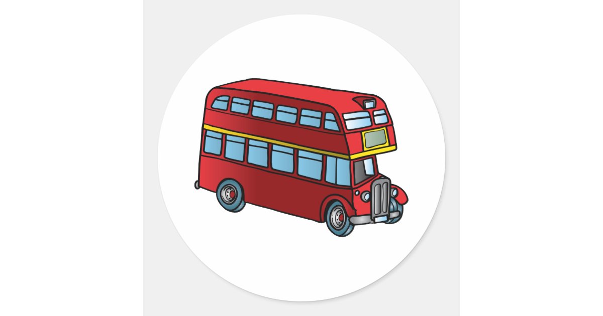 Cute Double Decker Bus Classic Round Sticker | Zazzle
