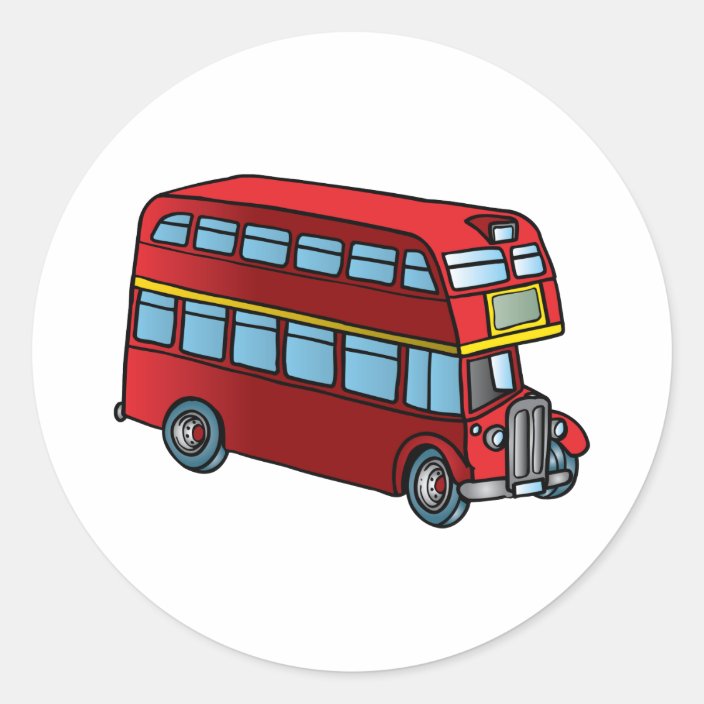 Cute Double Decker Bus Classic Round Sticker | Zazzle.com