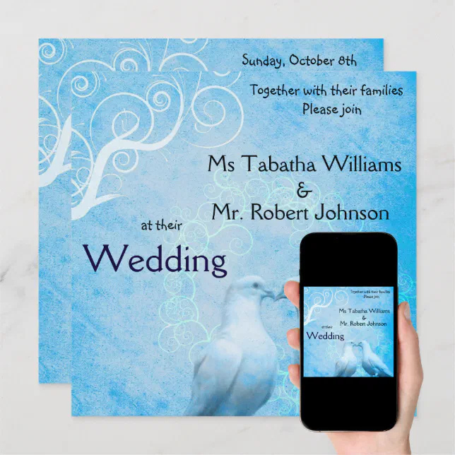 Cute Doves Square Wedding Invitation | Zazzle