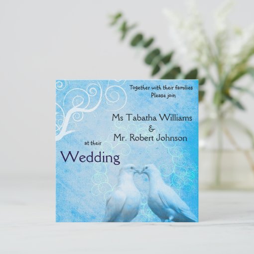 Cute Doves Square Wedding Invitation | Zazzle