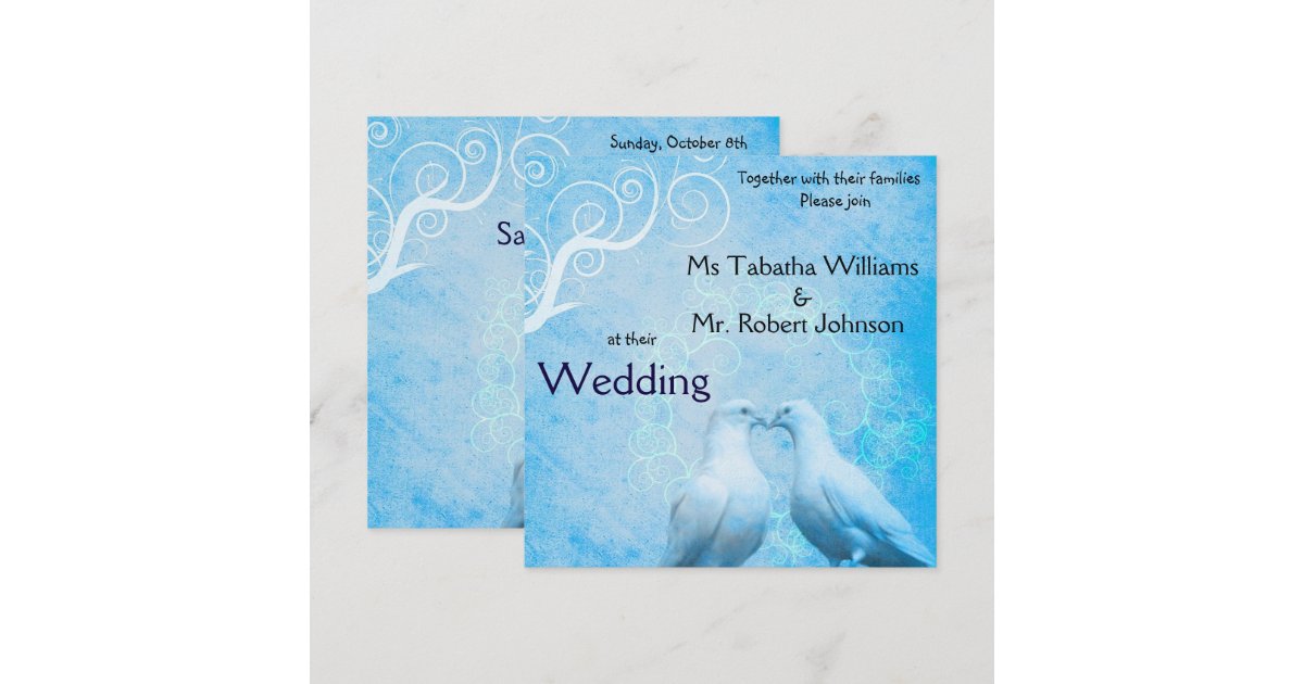 Cute Doves Square Wedding Invitation | Zazzle
