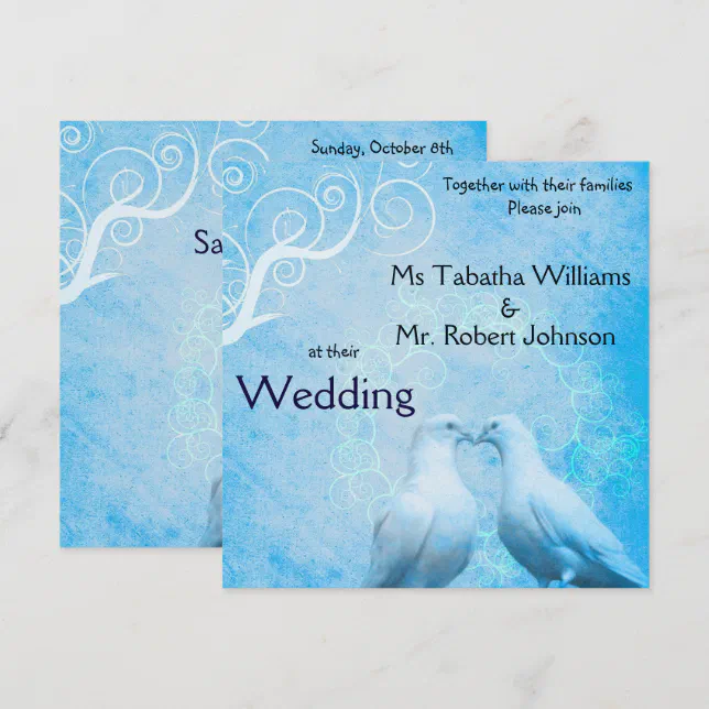Cute Doves Square Wedding Invitation | Zazzle