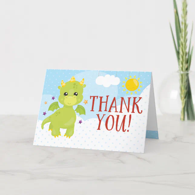 Cute Dragon thank you card | Zazzle