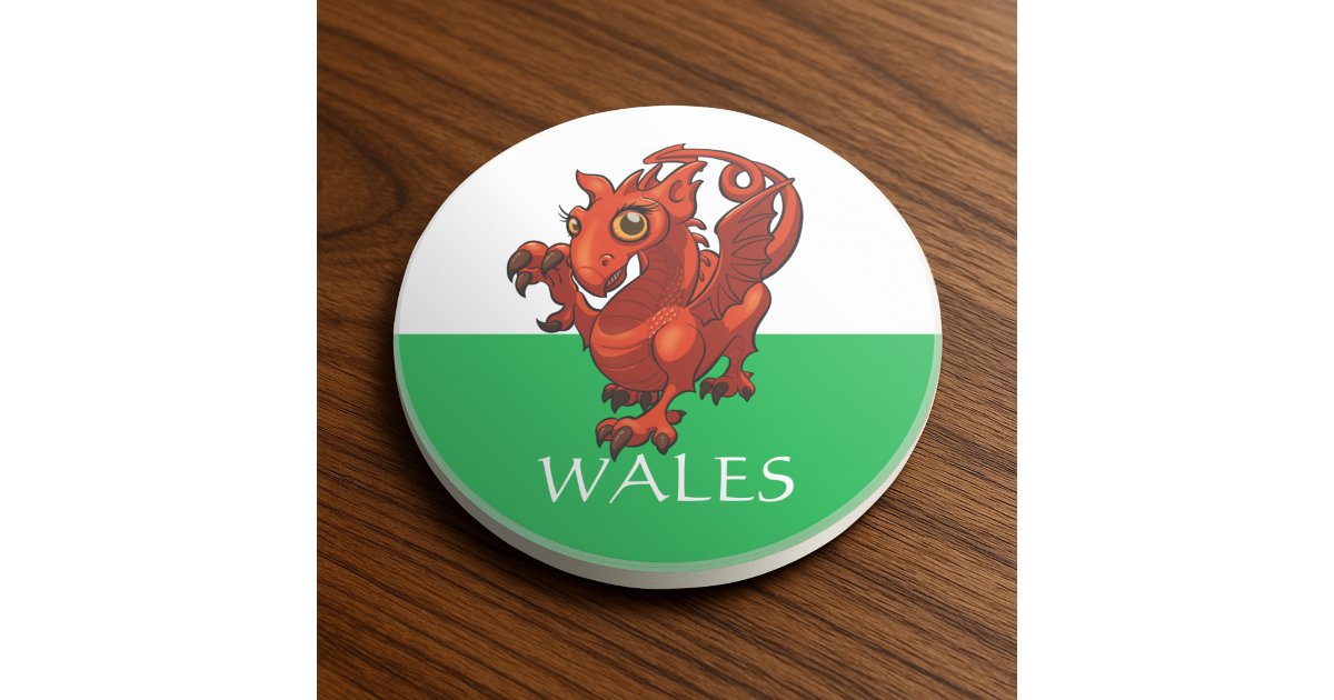 Cute Dragon Wales Welsh Baby Red Dragon Cartoon Coaster | Zazzle