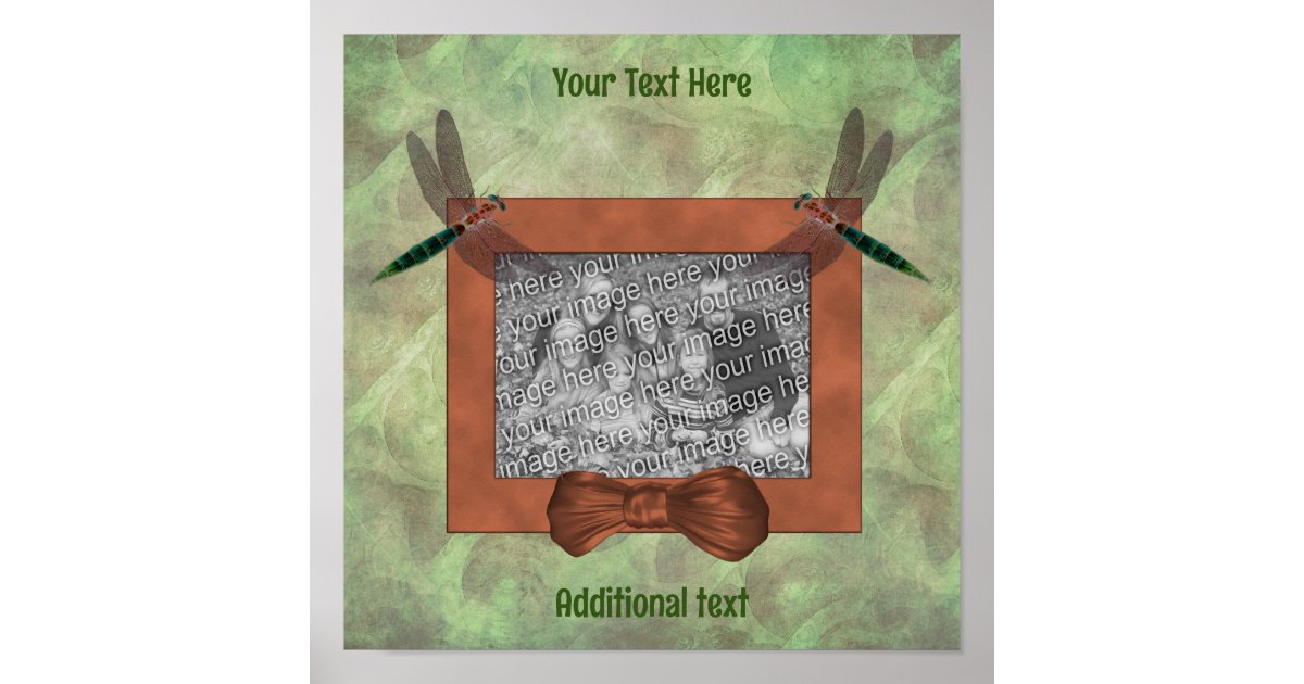 Cute Dragonflies Frame Create Your Own Photo Poster | Zazzle