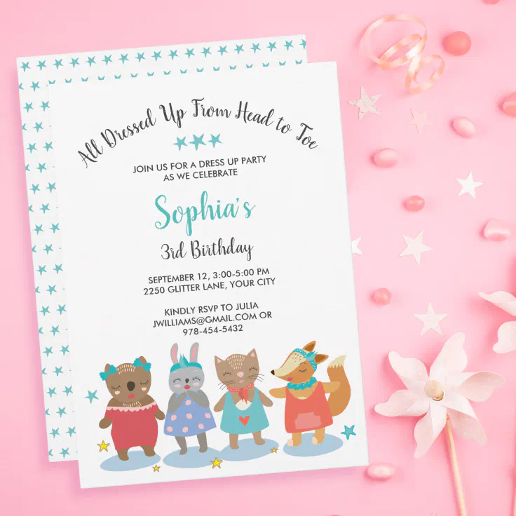 Cute Dress Up Party Girl Birthday Party Invitation | Zazzle