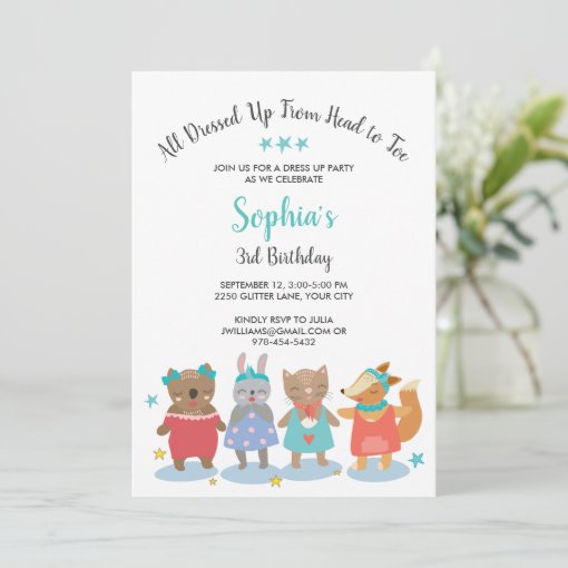 Cute Dress Up Party Girl Birthday Party Invitation | Zazzle