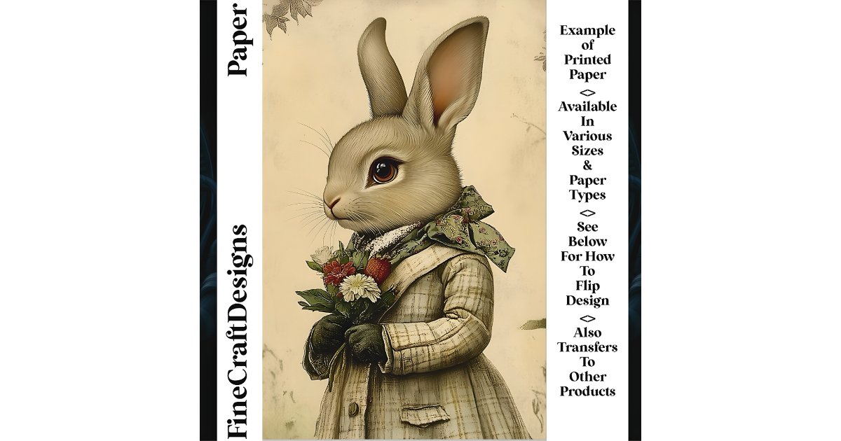 Cute Dressed Rabbit, Flowers CK4 Scrapbook Paper | Zazzle