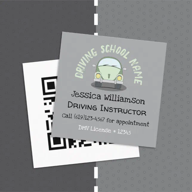 Cute Driving School Instructor Cards with QR Code | Zazzle