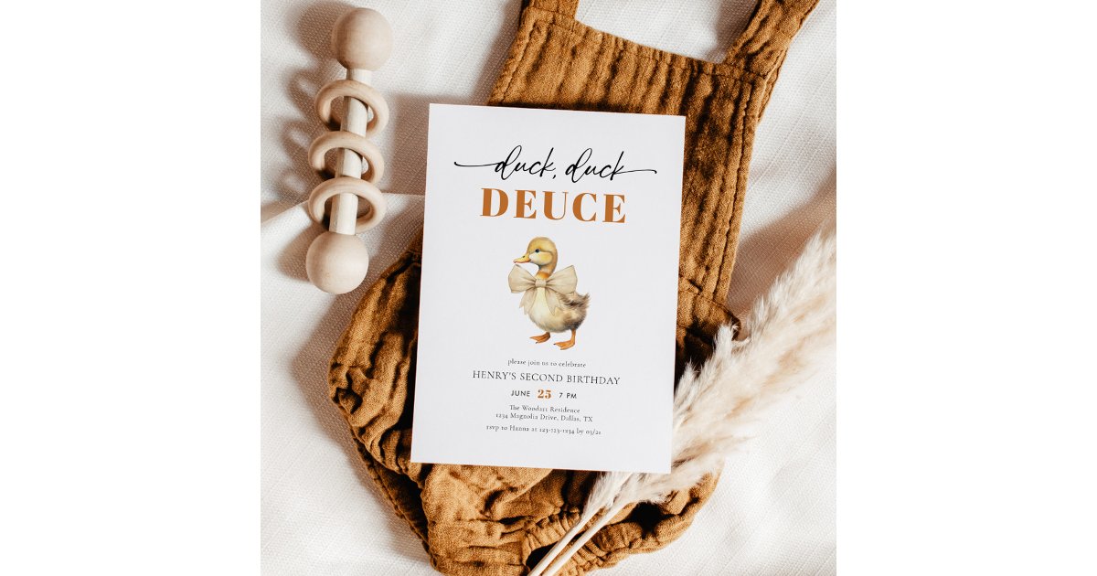 Cute Duck Duck Deuce Boy Birthday Invitation | Zazzle