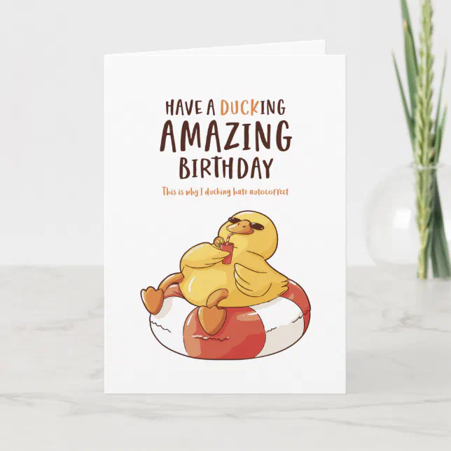 Cute Duck Pun Ducking Amazing Funny Birthday Card | Zazzle