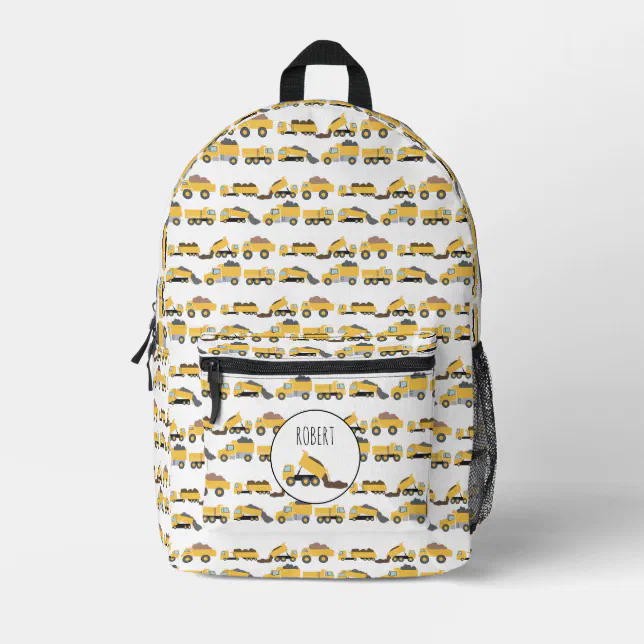 Cute Dump Trucks Construction Trucks School Printed Backpack | Zazzle