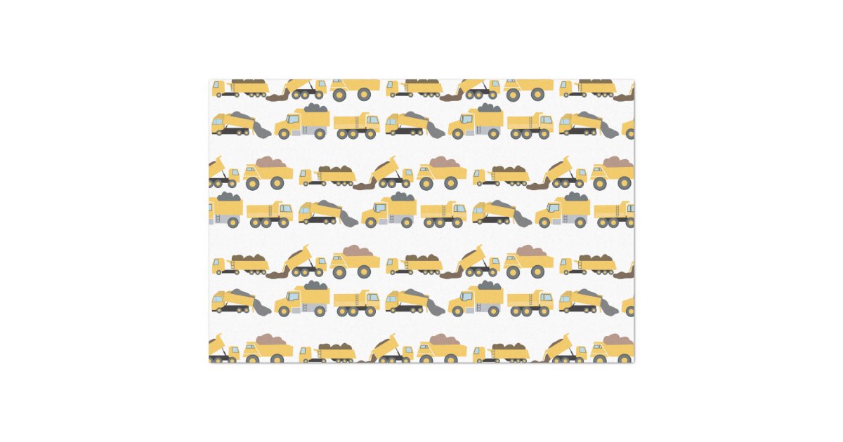 Cute Dump Trucks Construction Trucks Tissue Paper | Zazzle