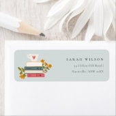 Cute Dusky Stacked Storybooks Floral Address Label | Zazzle