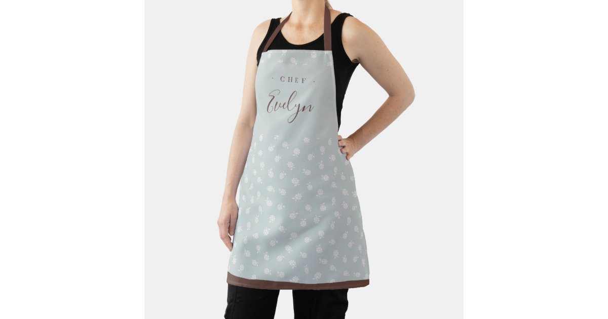 Cute dusty blue berry personalized cooking apron | Zazzle