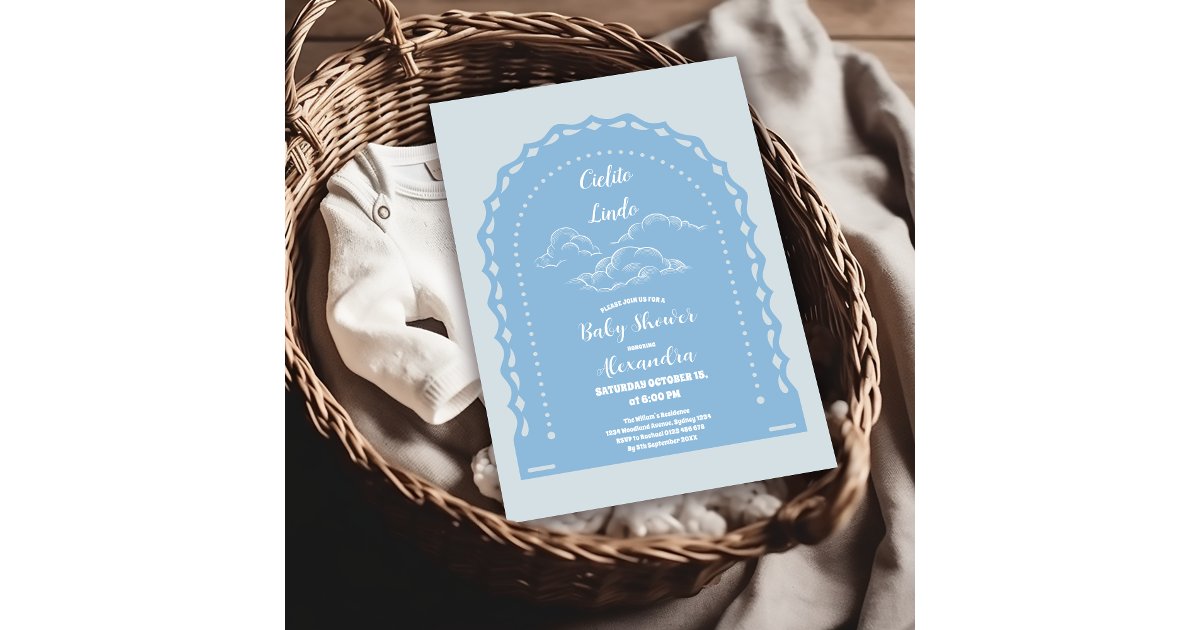 Cute Dusty Blue Mexican Cielito Lindo Invitation | Zazzle