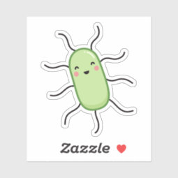 Cute E. coli bacteria - kawaii microbe Sticker | Zazzle