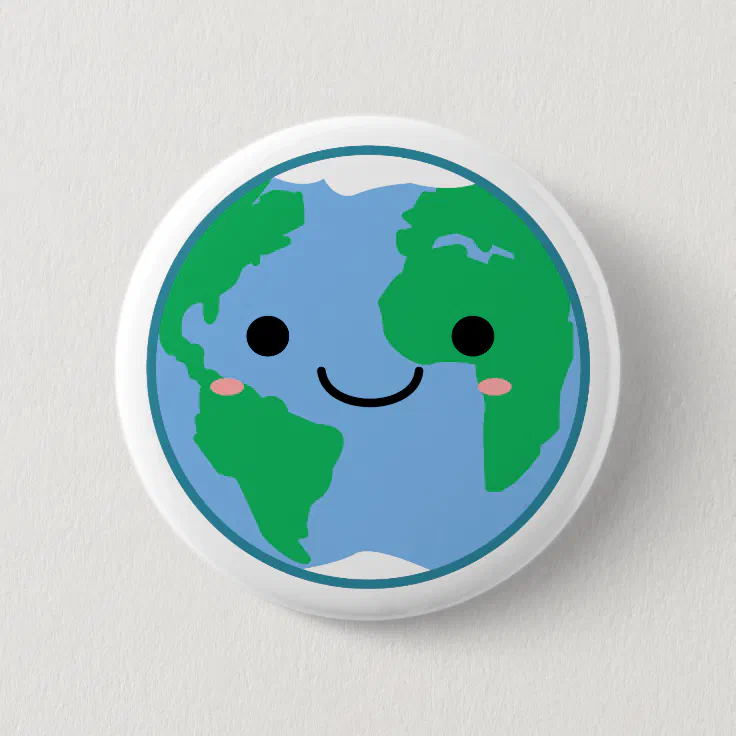 Cute Earth Environmental Awareness Climate Change Button | Zazzle