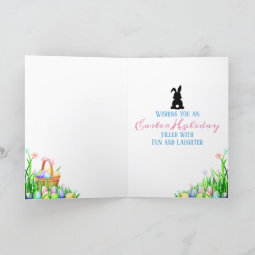 Cute Easter Bunny and Full Moon Happy Easter Card | Zazzle